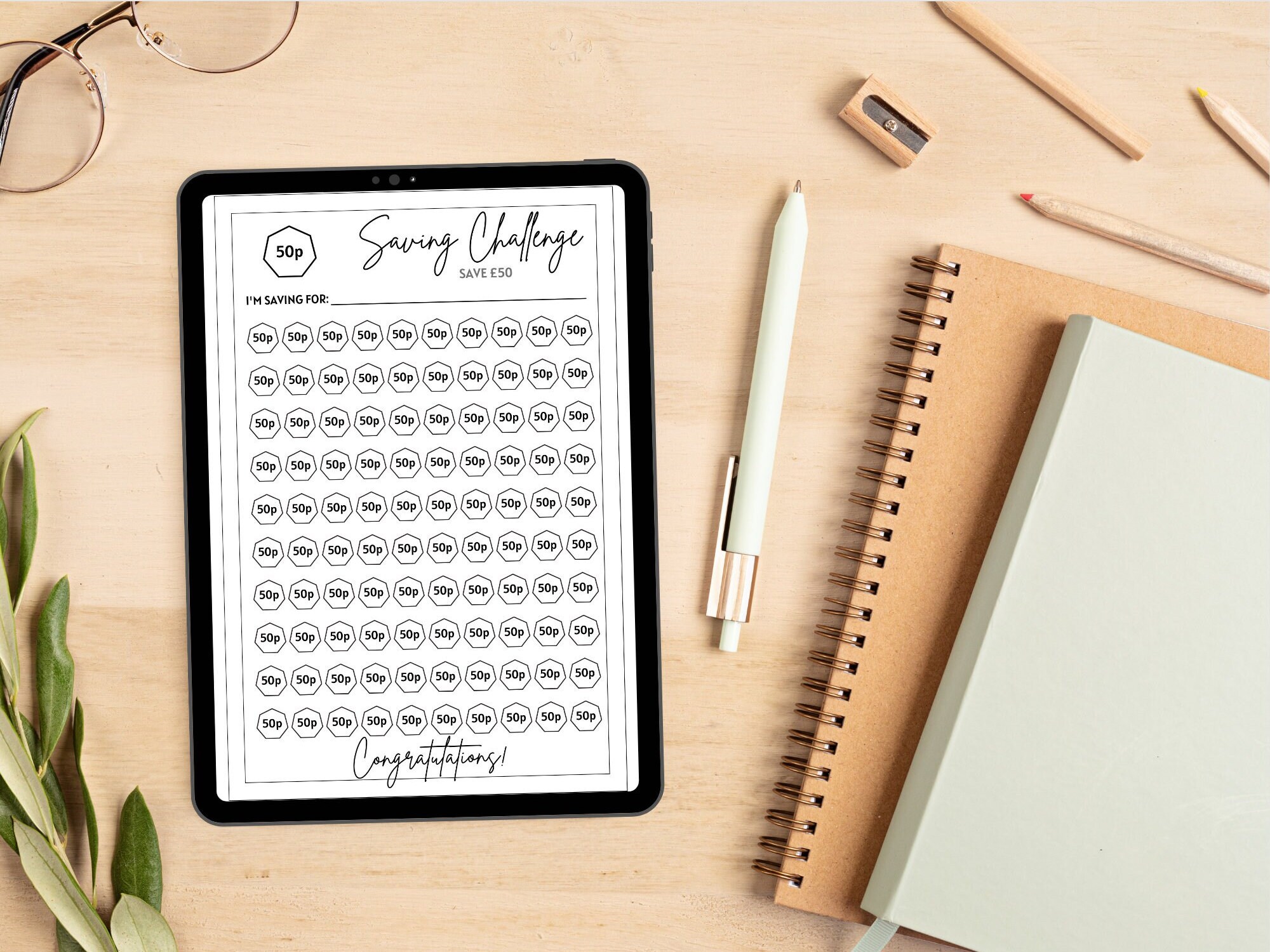 50p Saving Tracker Printable Money Savings Challenge Save 50 - Etsy ...