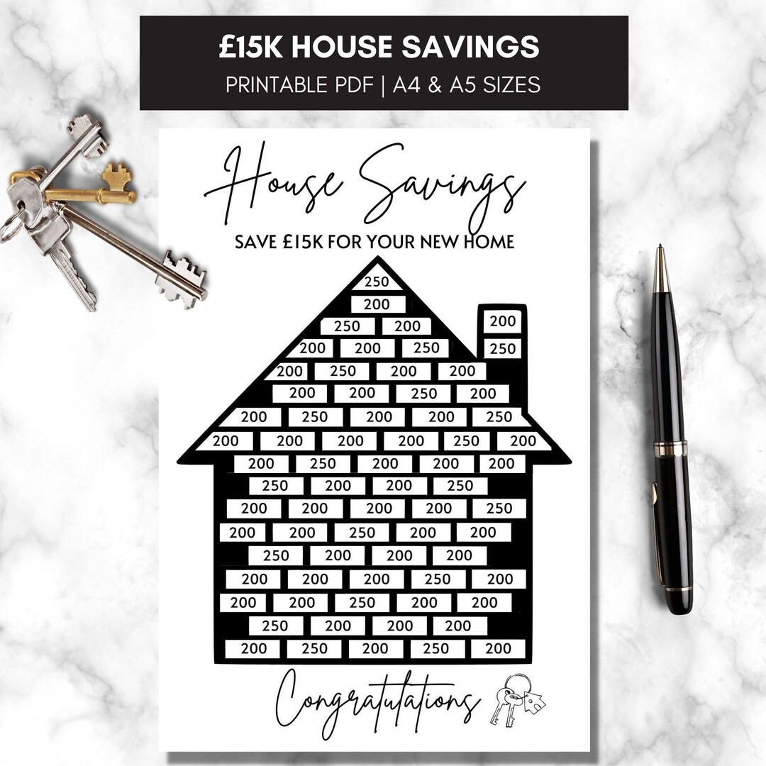 15K House Savings Tracker, House Deposit Fund, Save for a New House ...