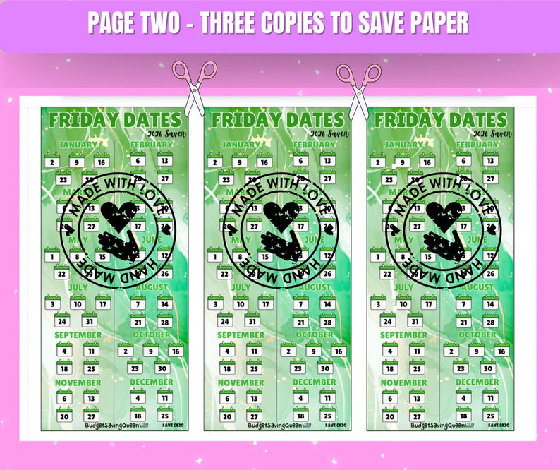 PRINTABLE 2026 Friday Dates Savings Challenge: Cash Stuffing Tracker ...