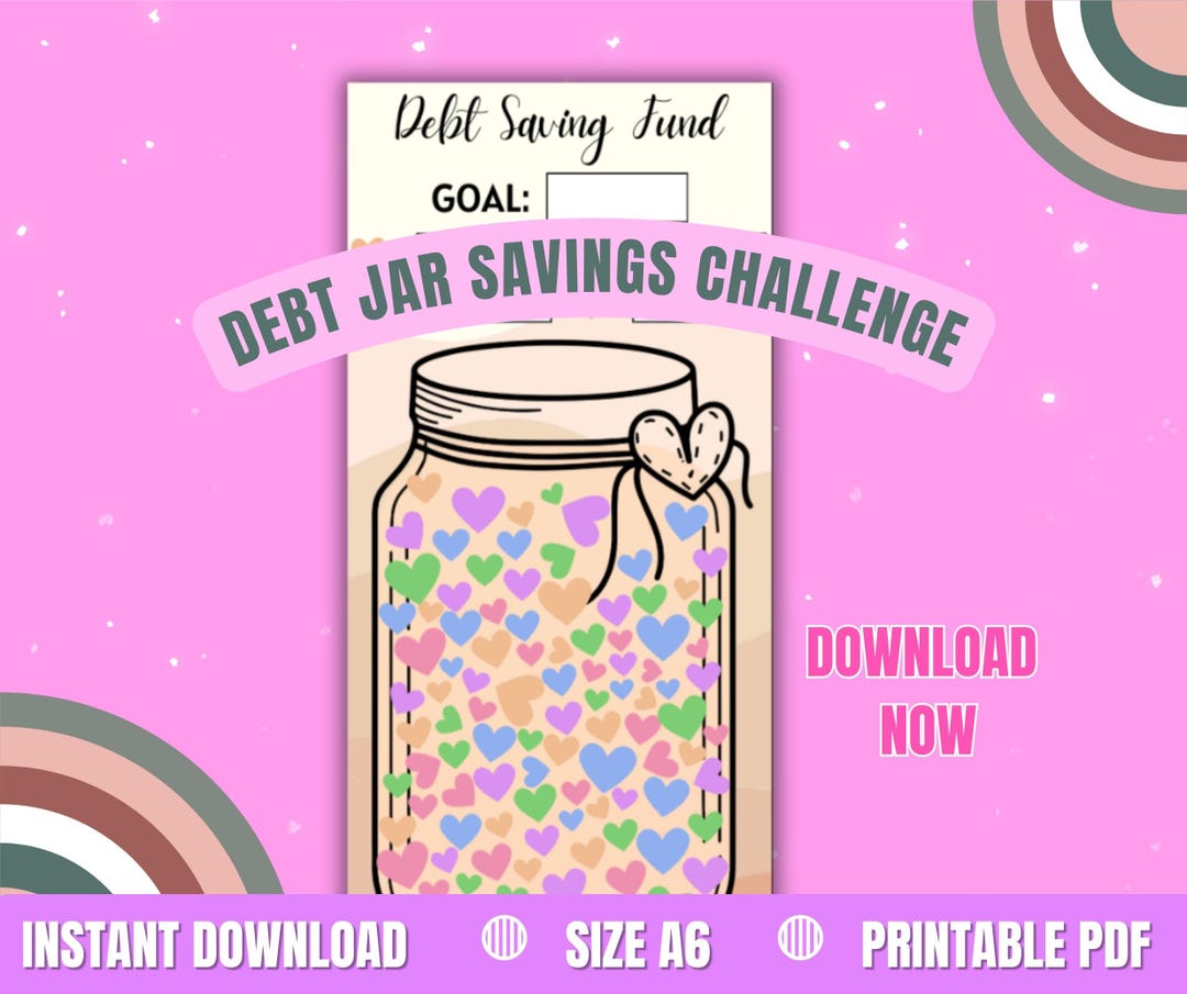 PRINTABLE Debt Jar Savings Challenge: A6 Cash Stuffing Tracker - Etsy