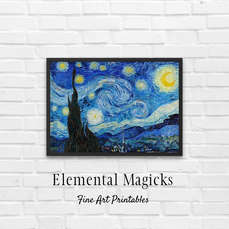 Van Gogh the Starry Night Printable Wall Art Whimsical Instant - Etsy
