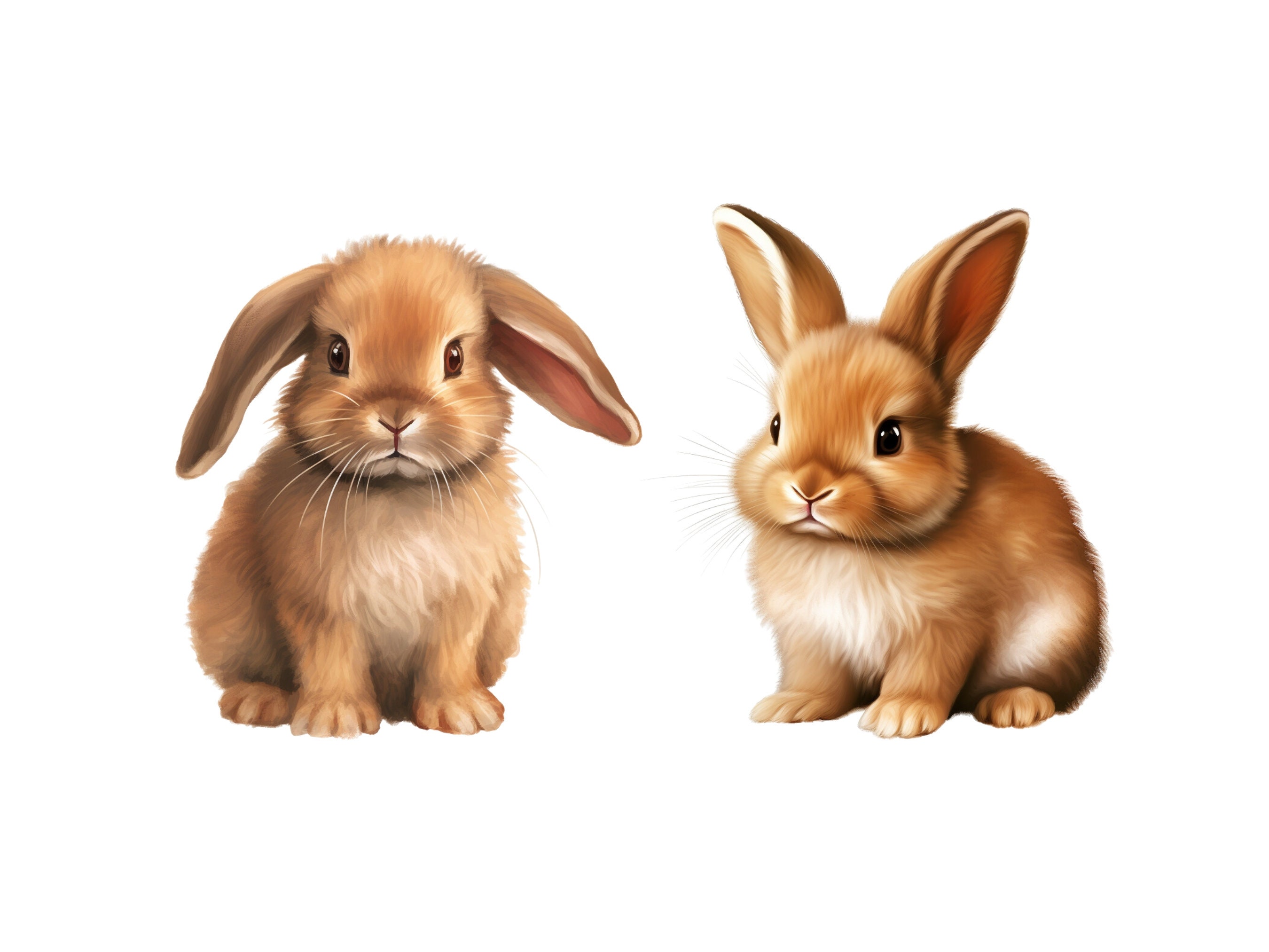 Bunnies Watercolor Clip Art 12 PNG Transparent Background - Etsy