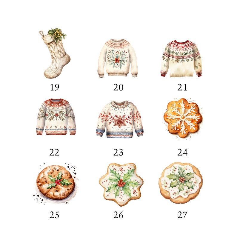 Watercolor Christmas Story Clip Art 30 PNG Transparent Background ...