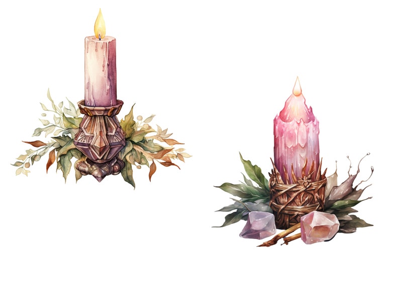 Witchy Clip Art Set of 20 Images PNG Transparent Background Watercolor ...