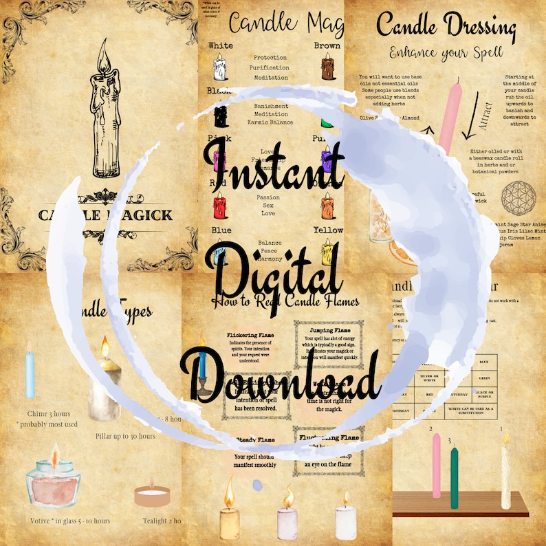 Printable Book of Shadows Pages Candle Magick 6 PDF Pages 8.5" X 11 ...