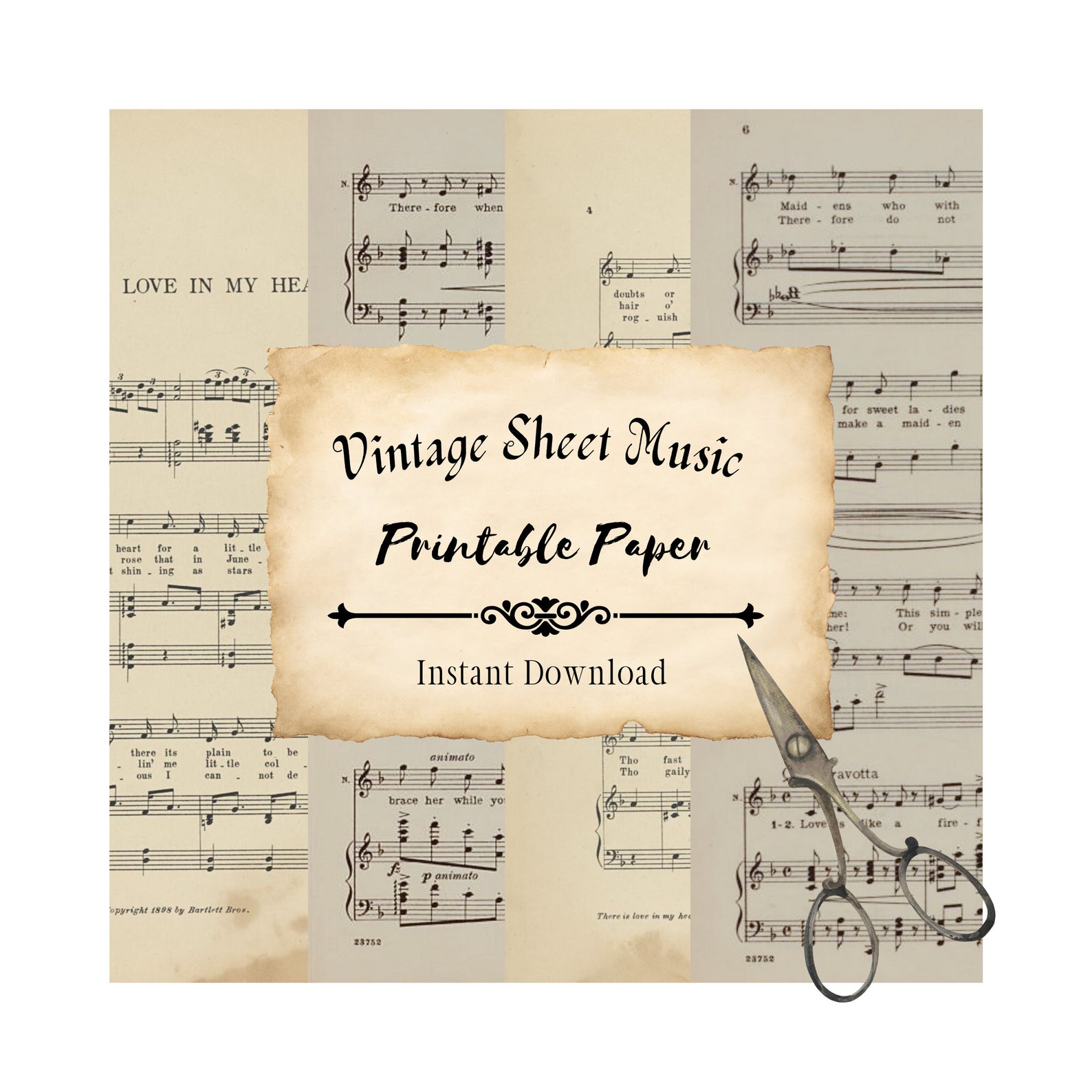 Vintage Printable Sheet Music Pages Real Music From 1898 - 1912 Junk ...