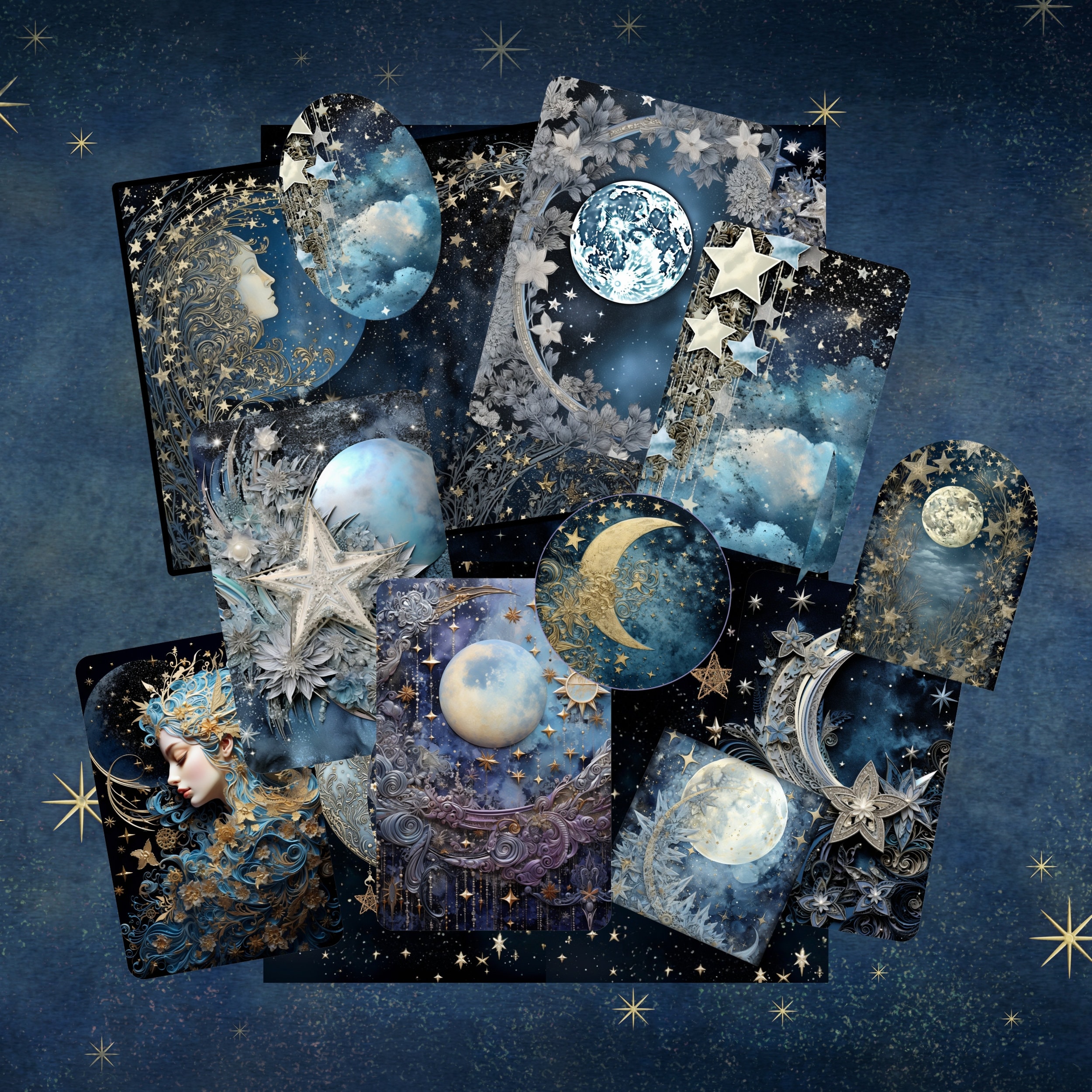 Celestial Moon Stars Junk Journal Kit Book of Shadows Pages - Etsy