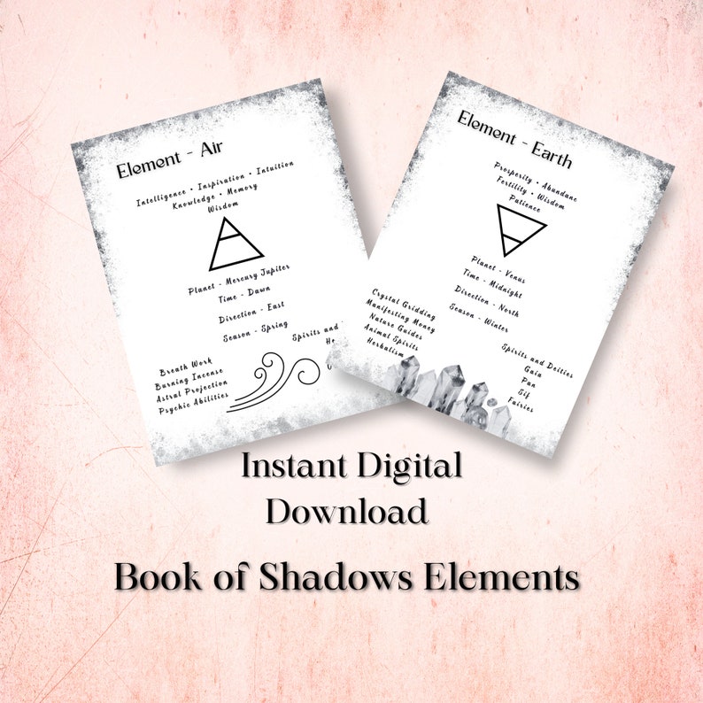 Elements Printable Book of Shadows 6 PDF Pages 8.5 X - Etsy