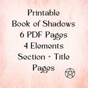 Printable Book of Shadows Pages Magick Elements 6 PDF Pages 8.5 X 11 ...
