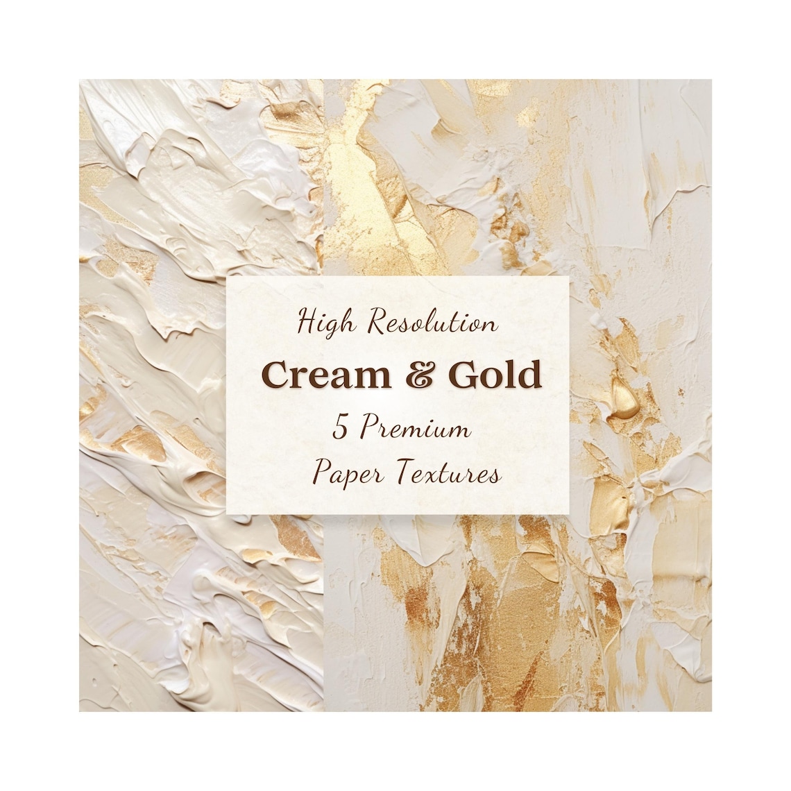 Gold Digital Paper Pack Cream + Gold Luxury Finish Paint Brush Stroke ...