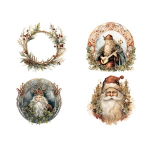 Yule Clip Art Watercolor 20 PNG Transparent Background + 20 JPG Yule ...