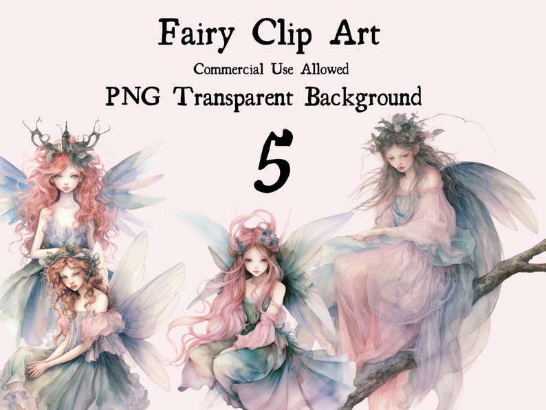 Fairies Clip Art Set 5 Images 5 PNG Transparent Background 5 JPG ...
