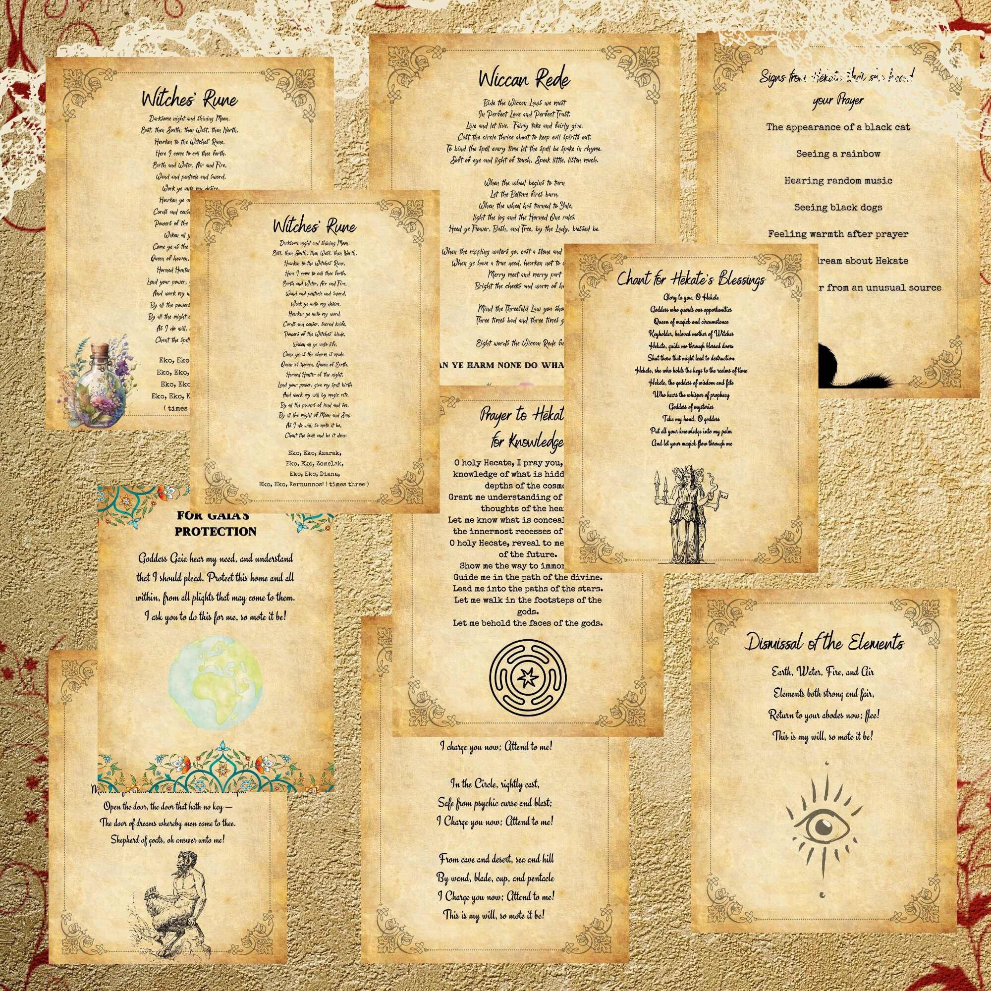 Book of Shadows Invocations Printable Pages Grimoire Spell Pages Chants ...