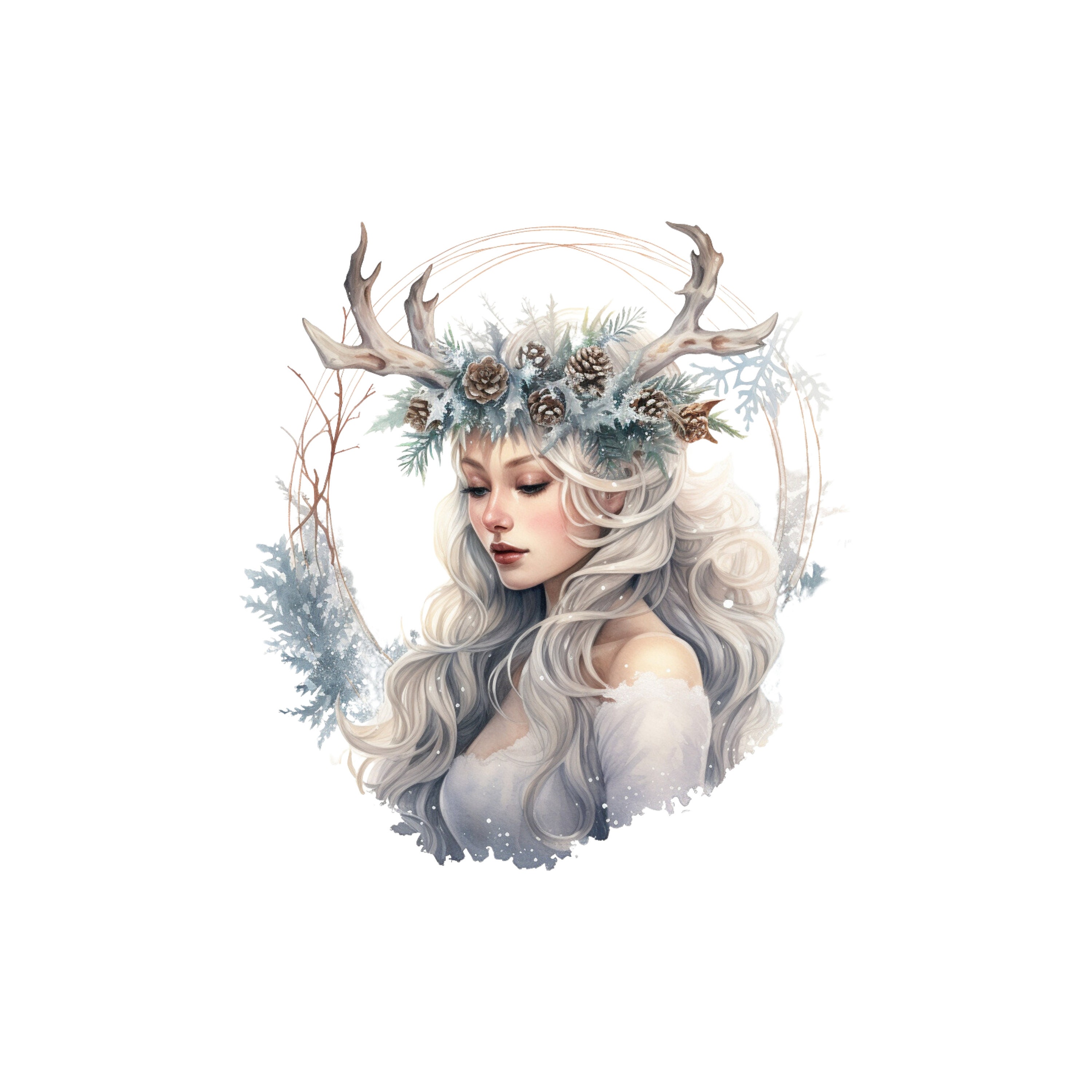 Yule Clip Art Snow Queen Celtic Clip Art Watercolor Clip Art Yule JPG ...