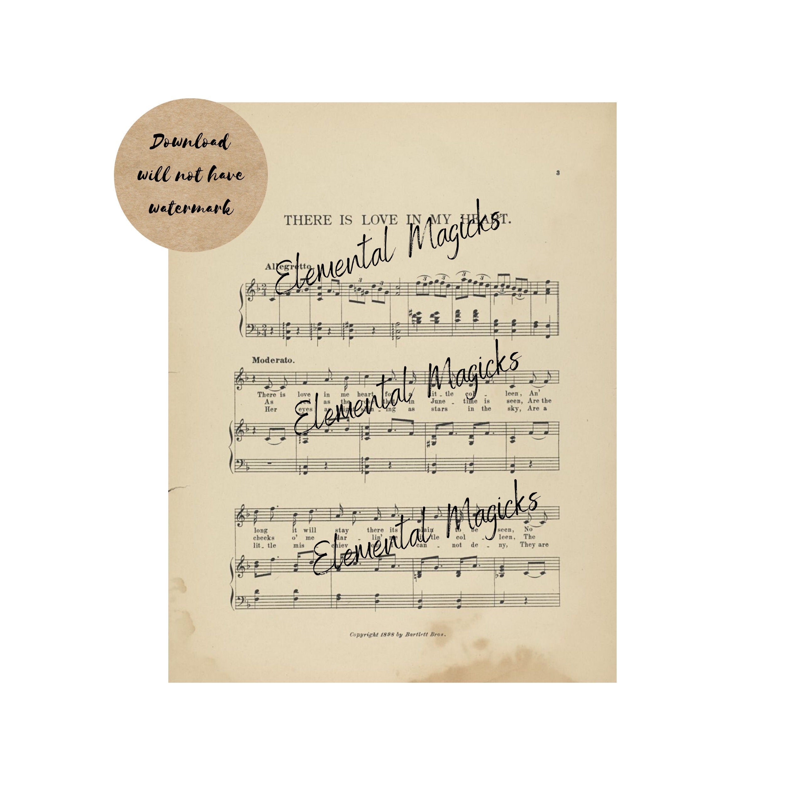 Vintage Printable Sheet Music Pages Real Music From 1898 - 1912 Junk ...