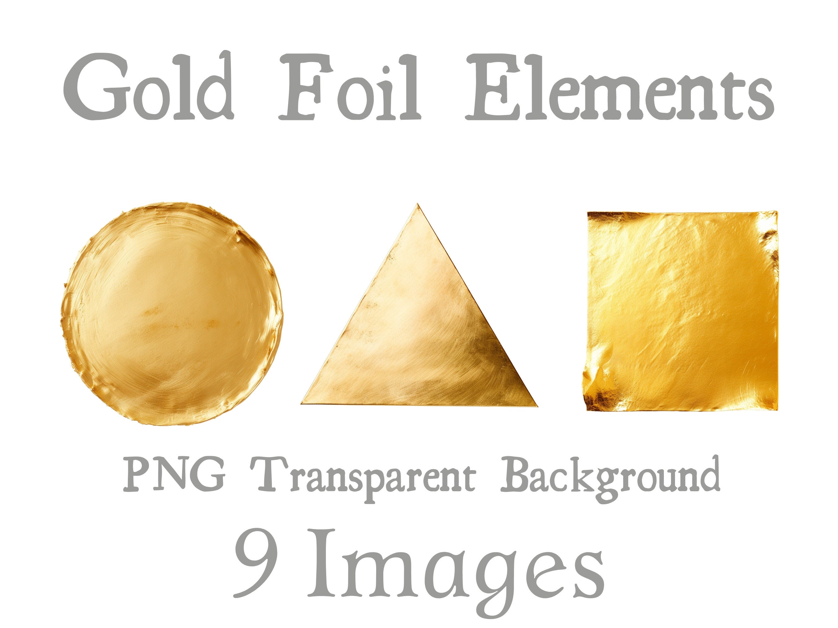 Gold Foil Elements Clip Art Set 9 Images PNG Transparent Background ...