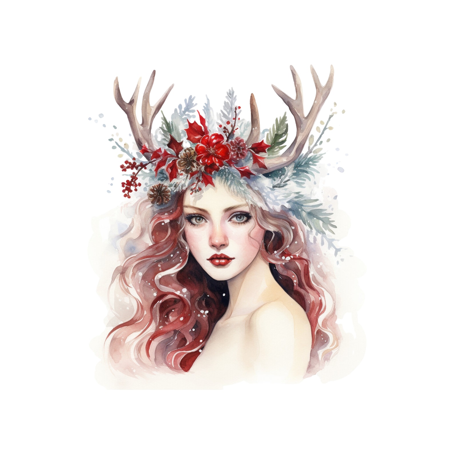 Yule Clip Art | Snow Queen Celtic Clip Art Watercolor Clip Art Yule JPG ...