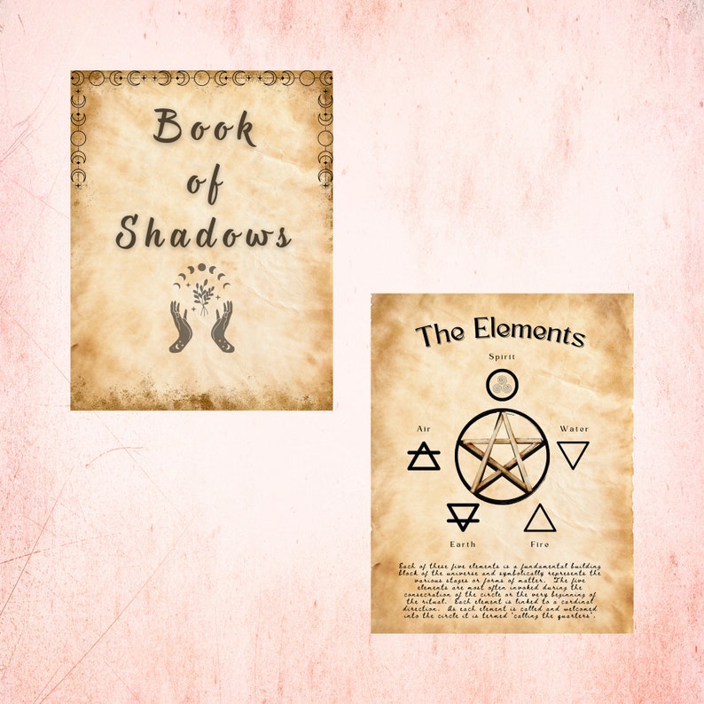 Grimoire Pages Printable Book of Shadows 4 Magick Elements PDF Pages 8. ...