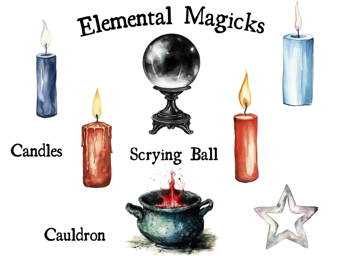 Winter Witch Clip Art Witchcraft Illustrations Witchy Winter Solstice ...