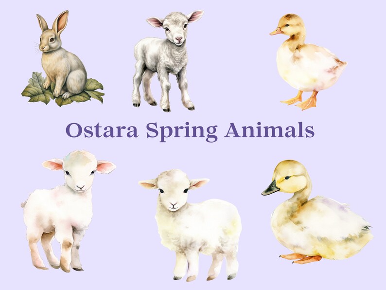 Ostara Watercolor Clip Art Set of 50 Images PNG Transparent Background ...