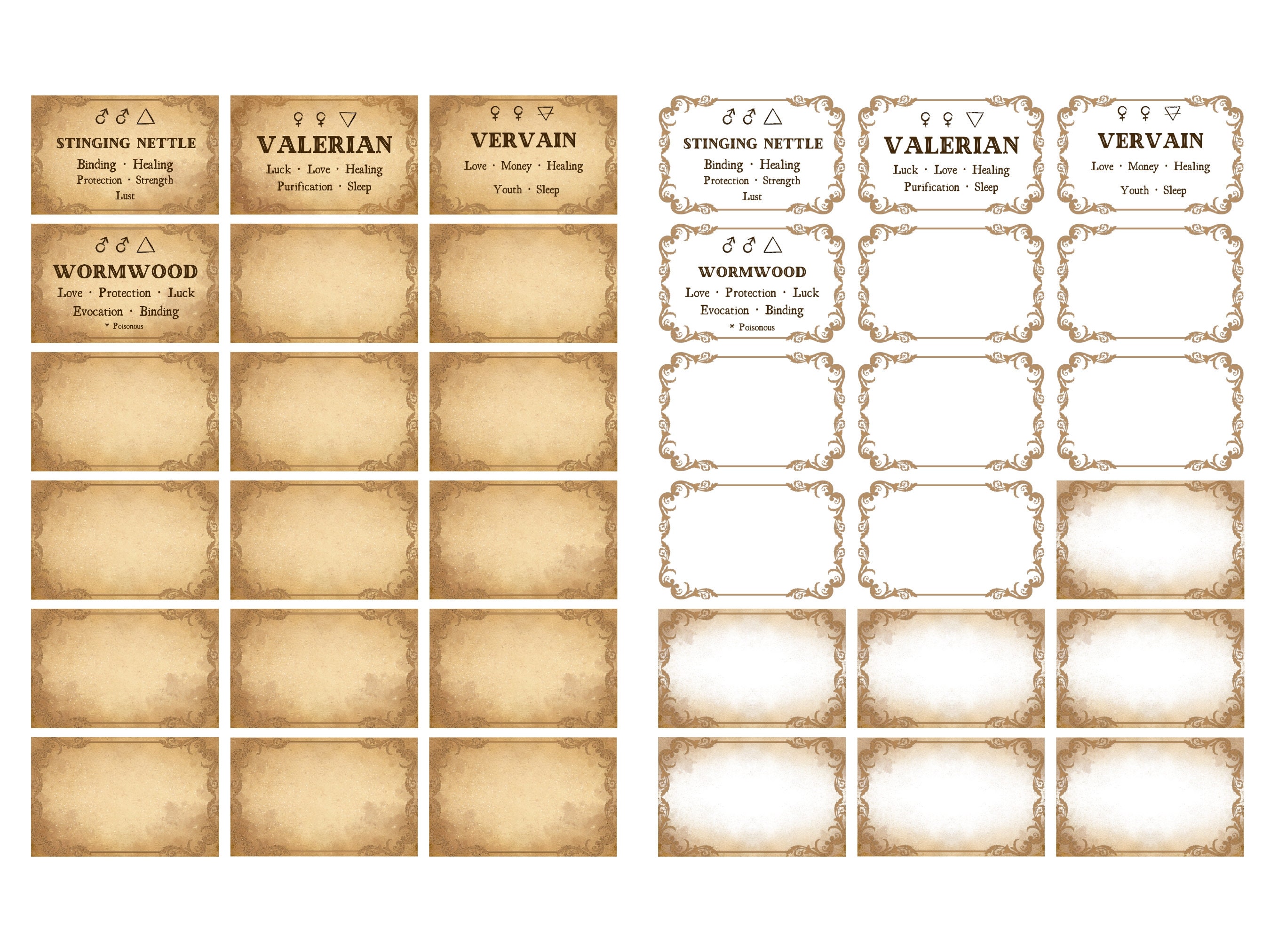 Witchcraft Labels 40 Herb Labels Magickal Uses and Properties ...