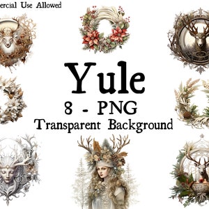 Yule Mixed Media Clip Art 8 PNG Transparent Background Printable ...