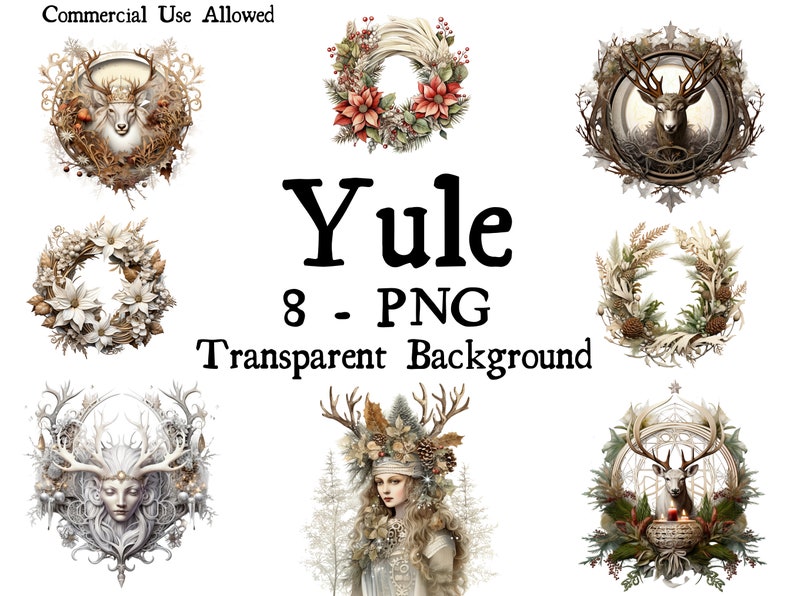 Yule Mixed Media Clip Art 8 PNG Transparent Background Printable ...