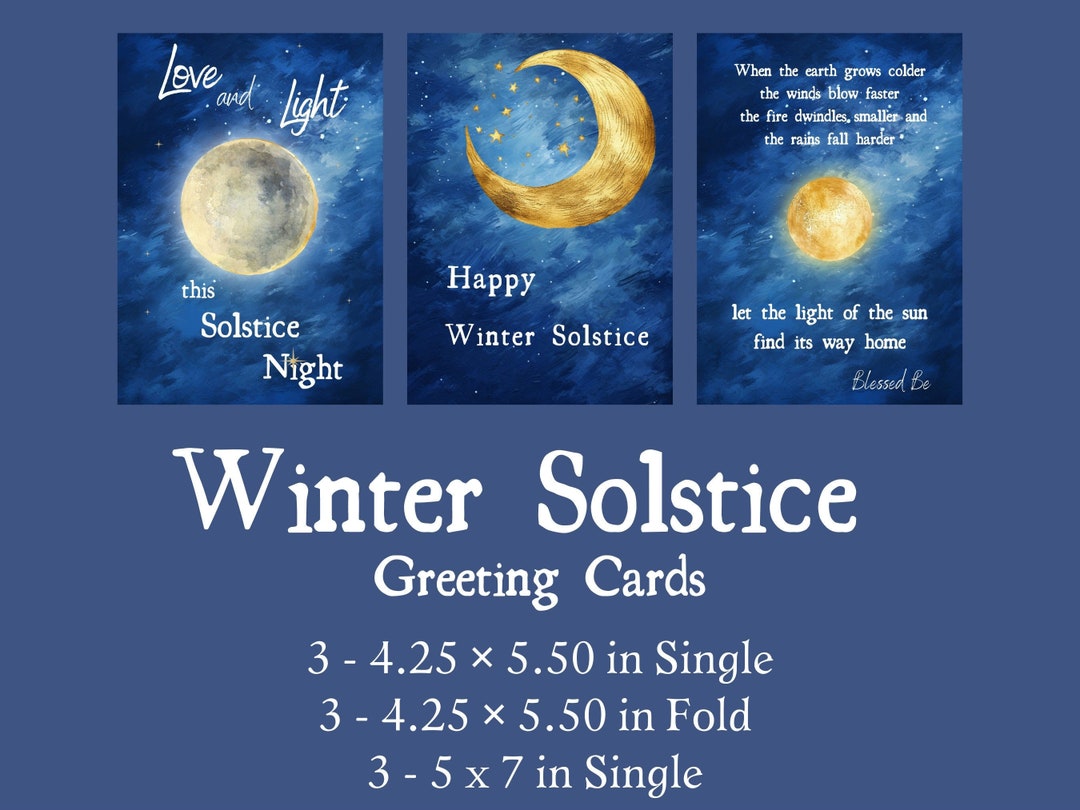 Winter Solstice Greeting Cards Printable Holiday Cards Instant Download ...