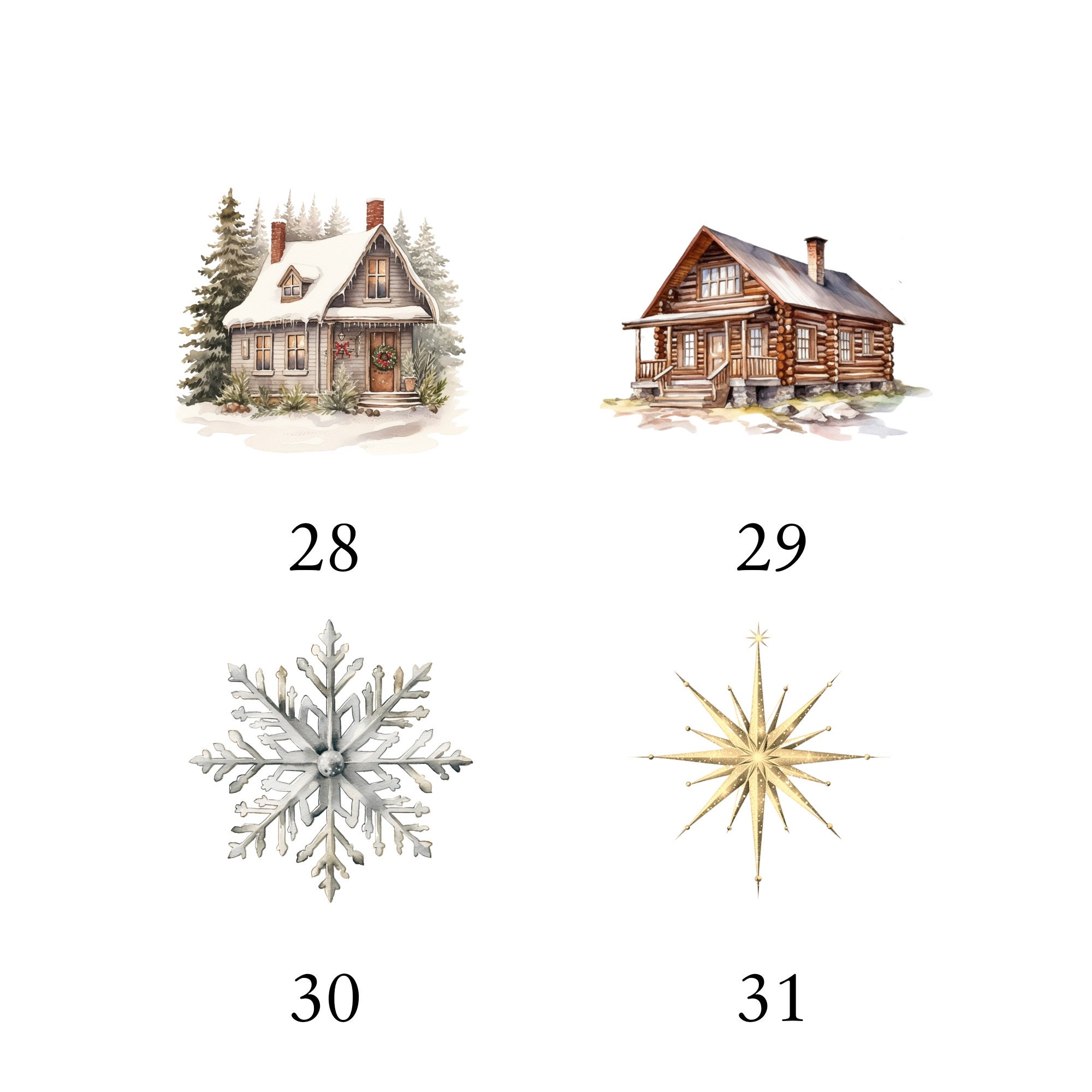 Watercolor Christmas Story Clip Art 30 PNG Transparent Background ...