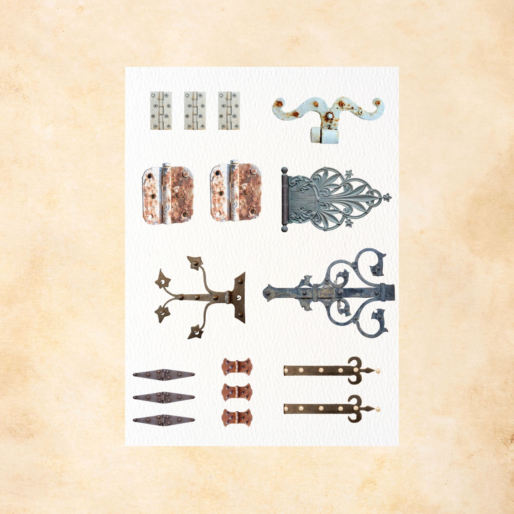 Printable Metal Stickers Hinges Name Book Plates Embellishments Door ...