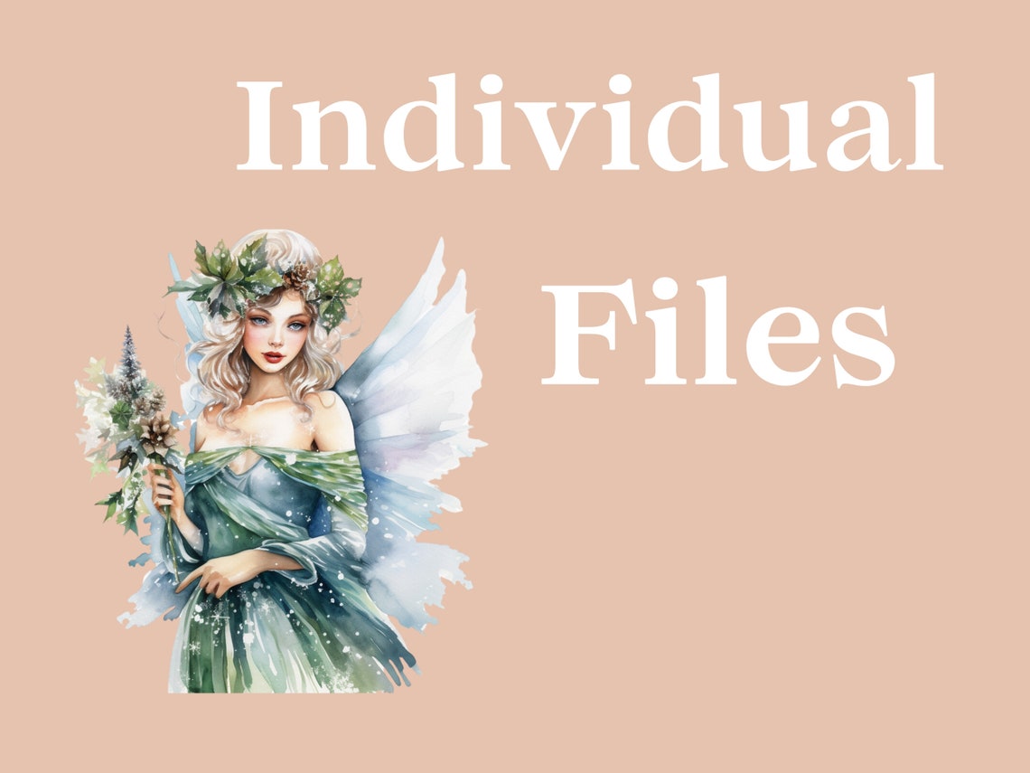 Yule Fairies Watercolor Clip Art 5 PNG Transparent Background Winter ...
