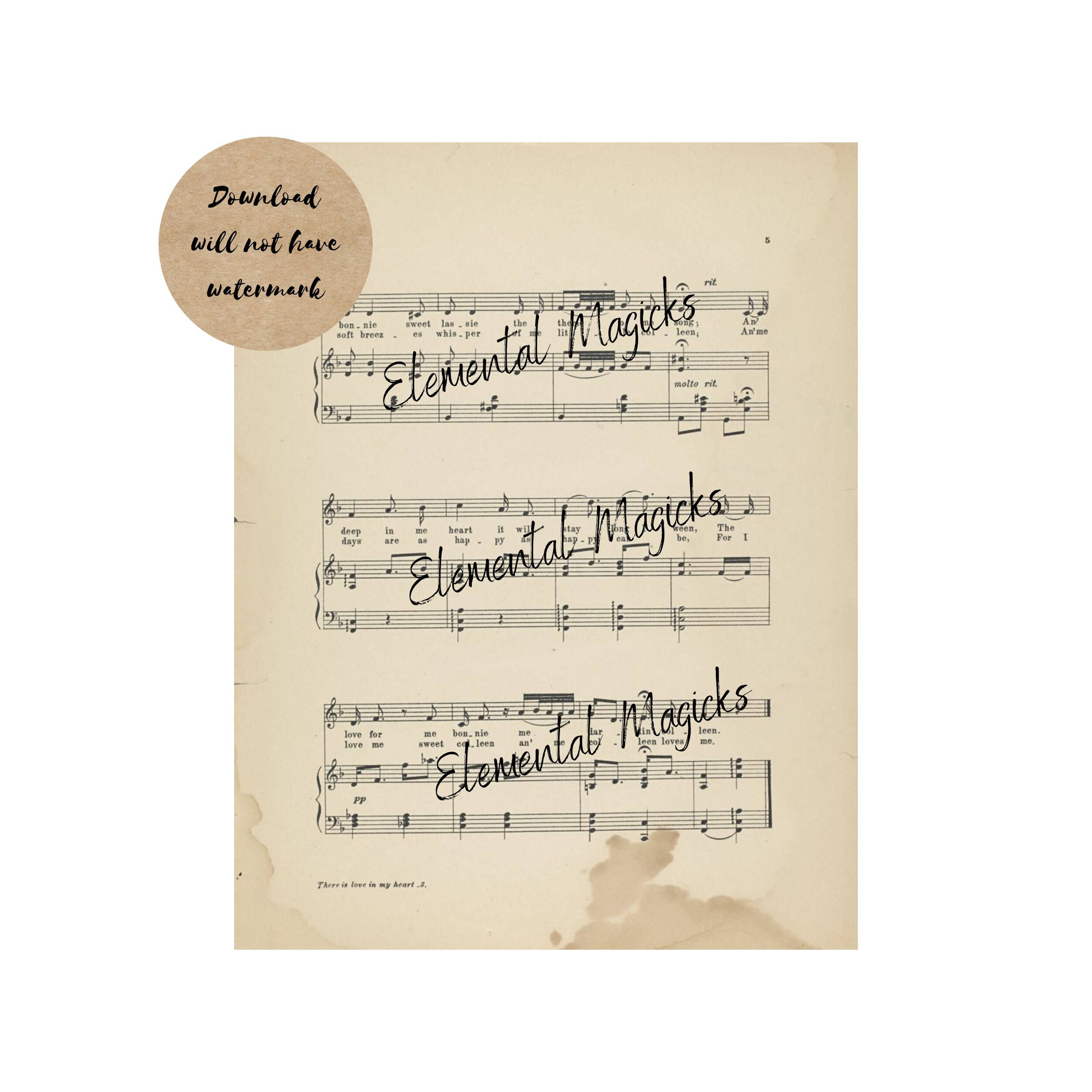 Vintage Printable Sheet Music Pages Real Music From 1898 - 1912 Junk ...
