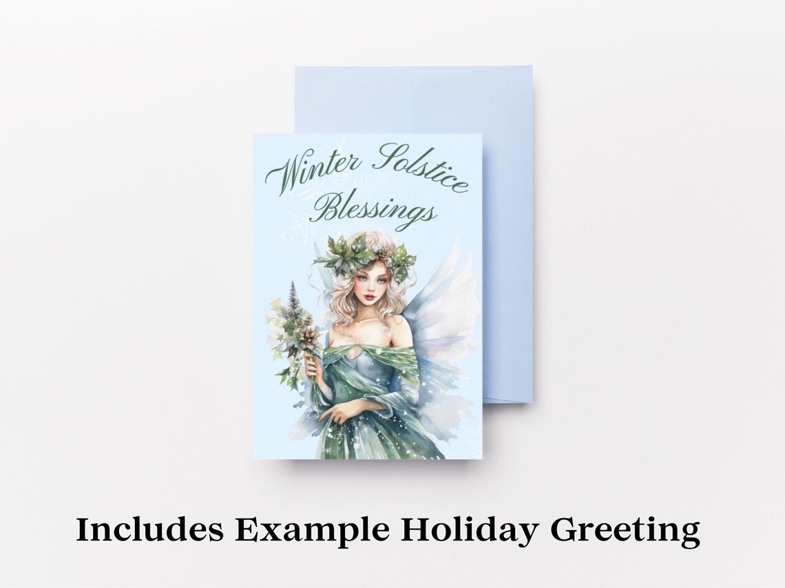 Yule Fairies Watercolor Clip Art 5 PNG Transparent Background Winter ...