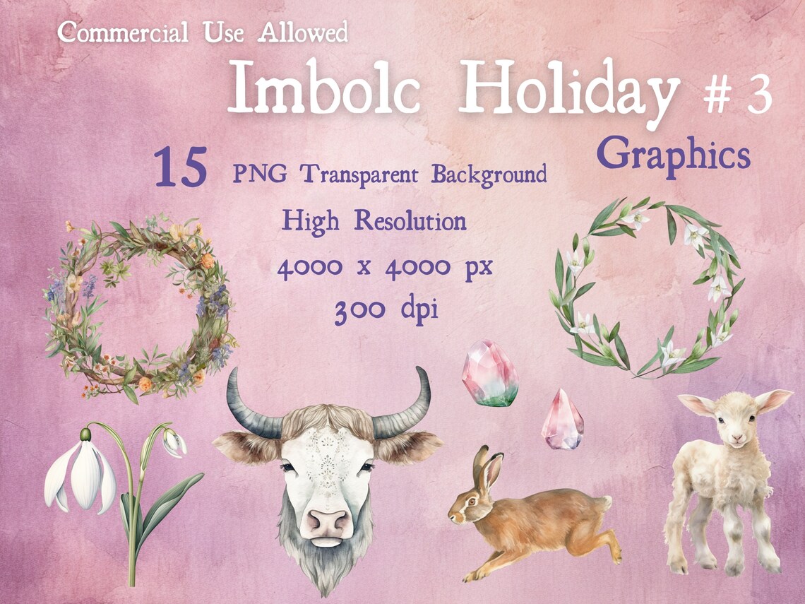 Imbolc Watercolor Clip Art Set of 15 Images PNG Transparent Background ...