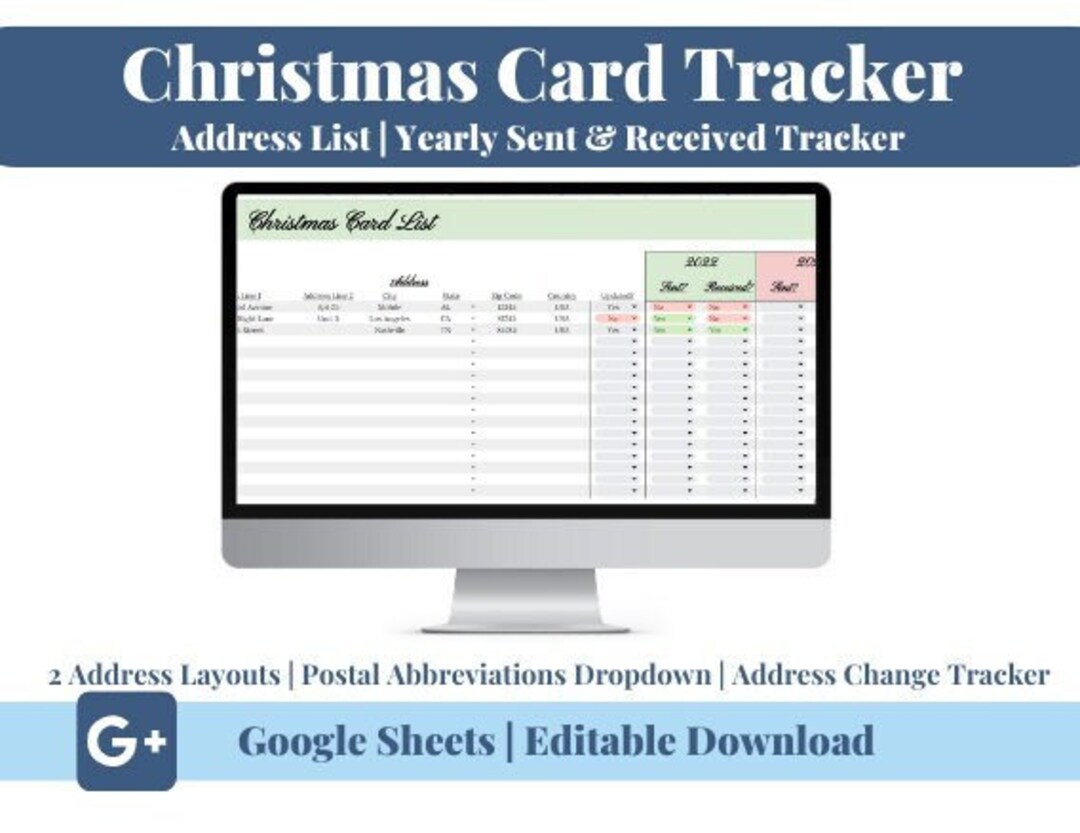 Christmas Card List, Addresses, Send and Receive Tracker | Google ...