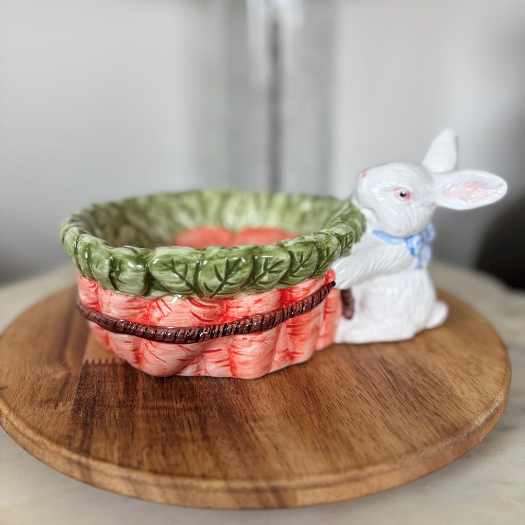 Vintage Vigor Ceramic Bunny Candy Dish – 9" Length - Etsy