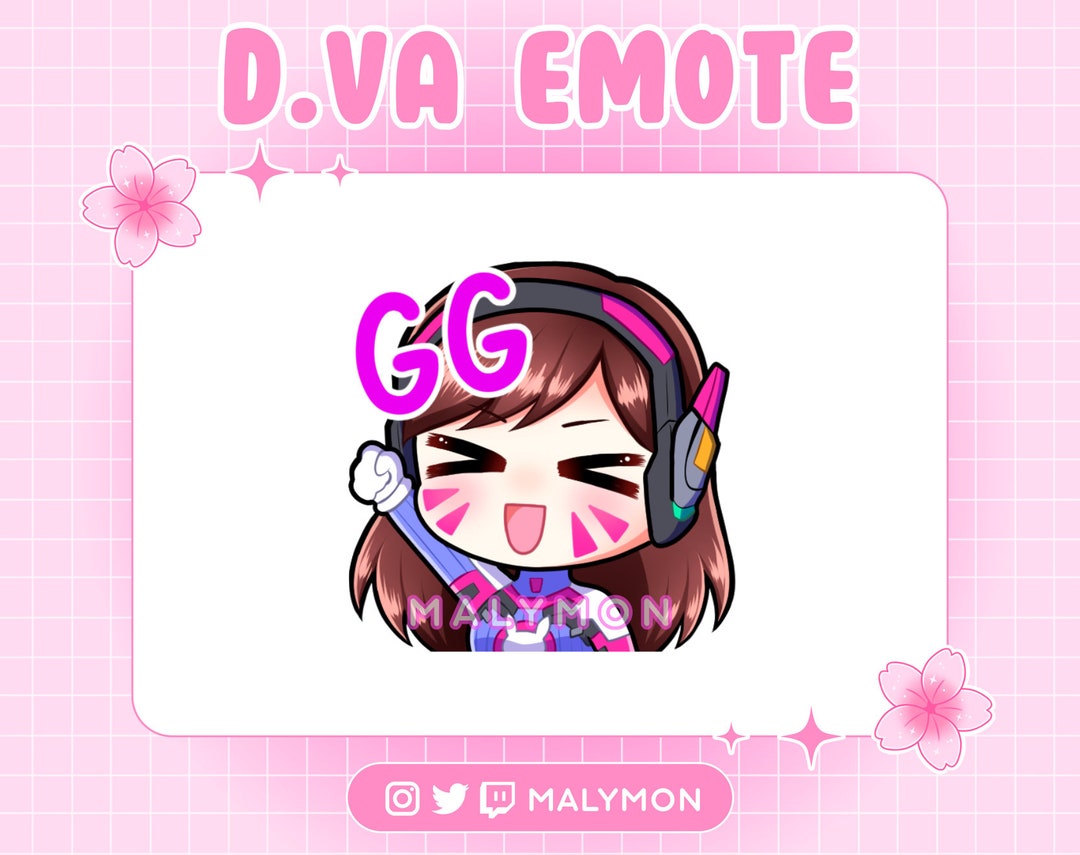 Cute D.va Dva Overwatch GG Hype Emote Premade Emotes Sticker for ...