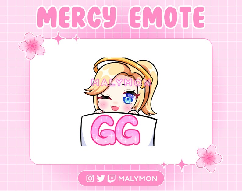 Cute Mercy Overwatch GG Hype Sign Emote Premade Emotes Sticker for ...