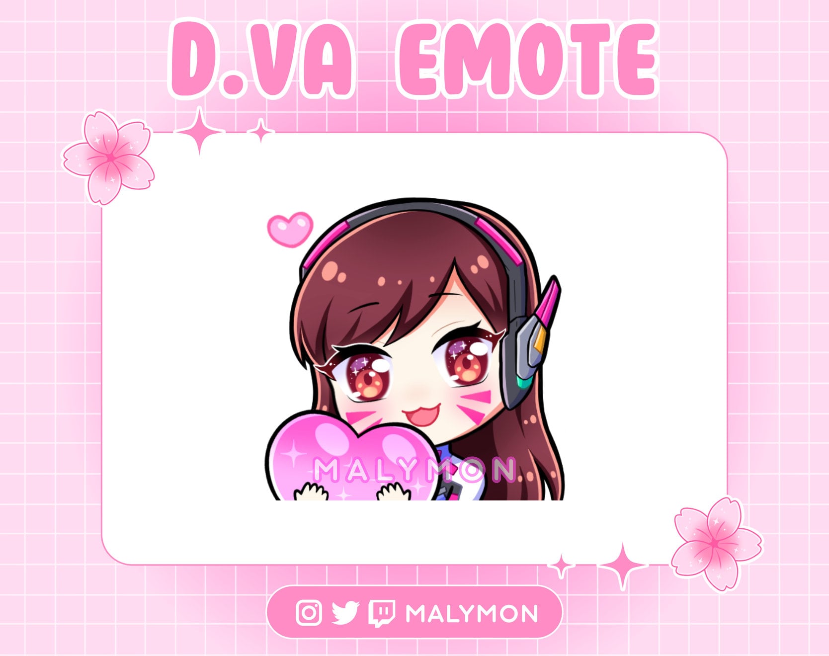 Cute Dva D.va Overwatch Heart Love Emote Premade Emotes Sticker for ...