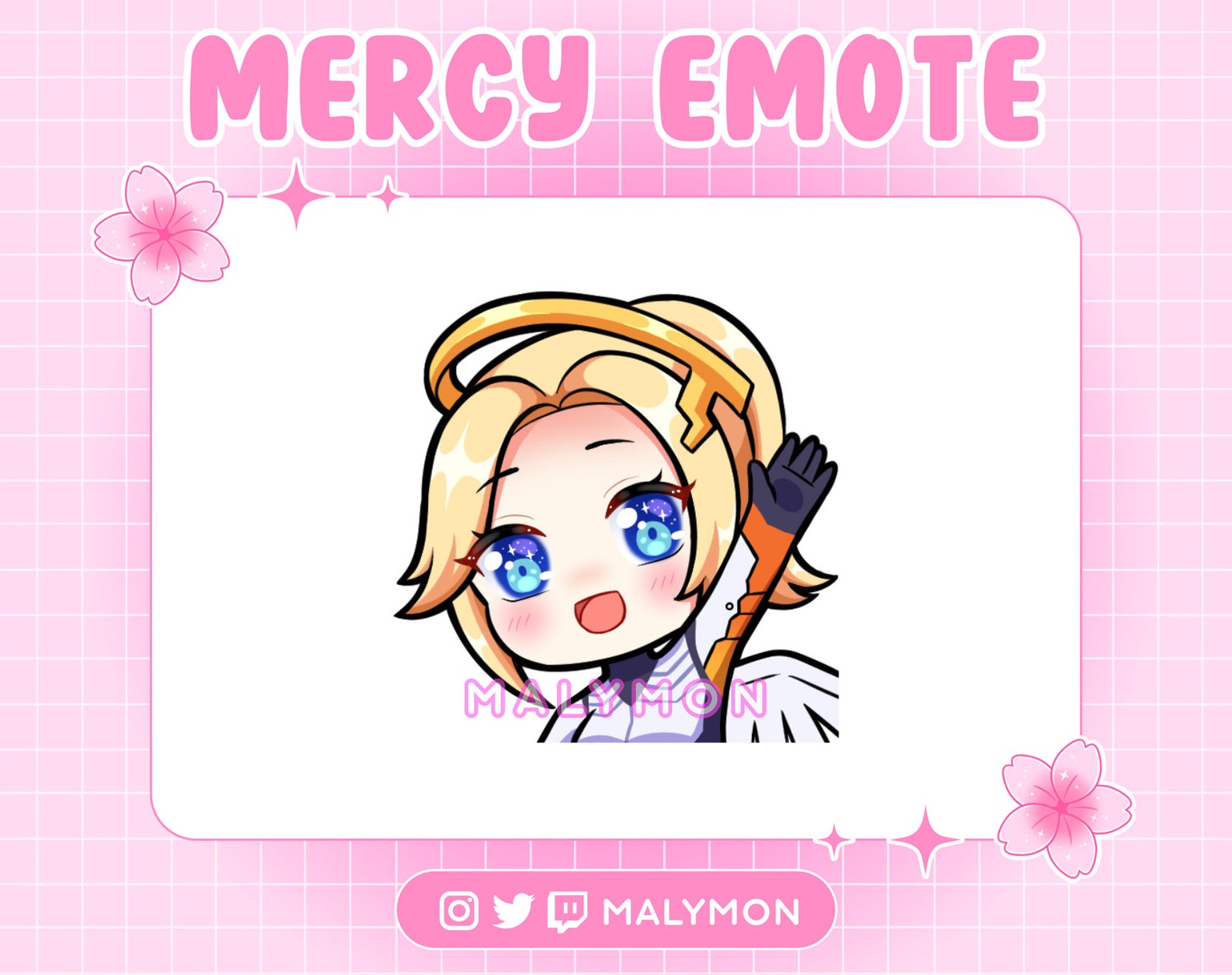 Cute Mercy Overwatch Hi Wave Hey Emote Premade Emotes Sticker for ...