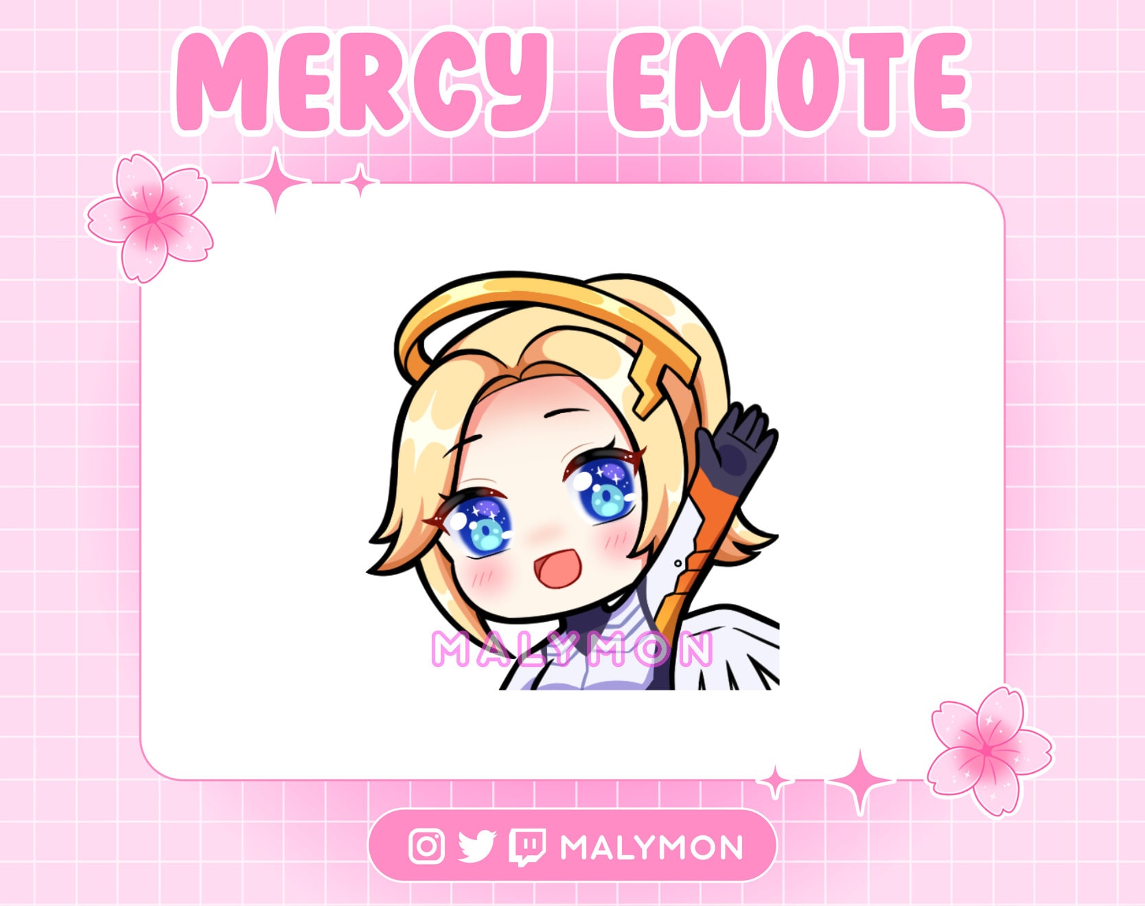 Cute Mercy Overwatch Hi Wave Hey Emote Premade Emotes Sticker for ...