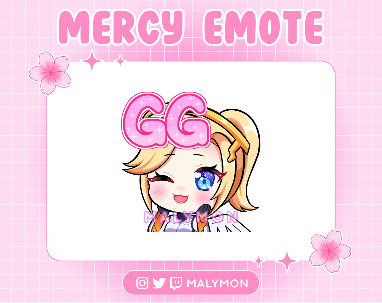 Cute Mercy Overwatch GG Hype Emote Premade Emotes Sticker for Streamers ...