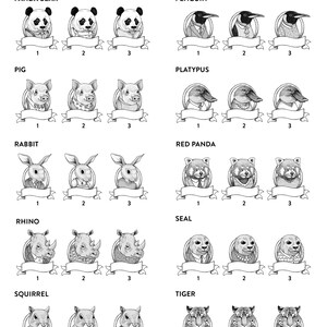 Personalized 4-generation Animal Family Tree | Hand-drawn Animals ...