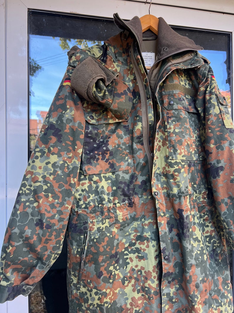 German Army PARKA Combat Jacket Original Flecktarn Camo Lined Loose ...