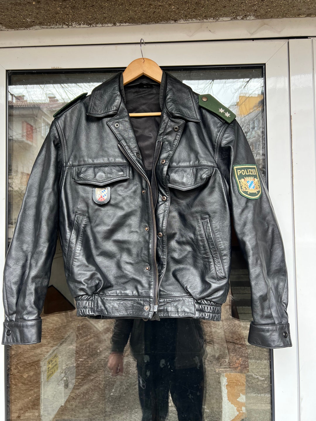 German Police Leather Jacket - Etsy