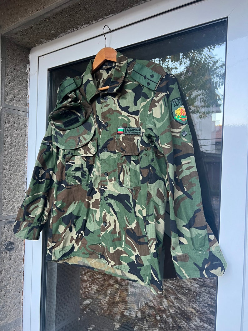 Vintage Bulgarian Officer Armed Forces Uniform Green Retro Camouflage ...