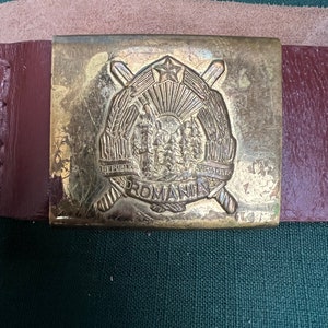 Vintage Military Surplus Romanian Army Leather Belt Size 110 Cm 1977s ...
