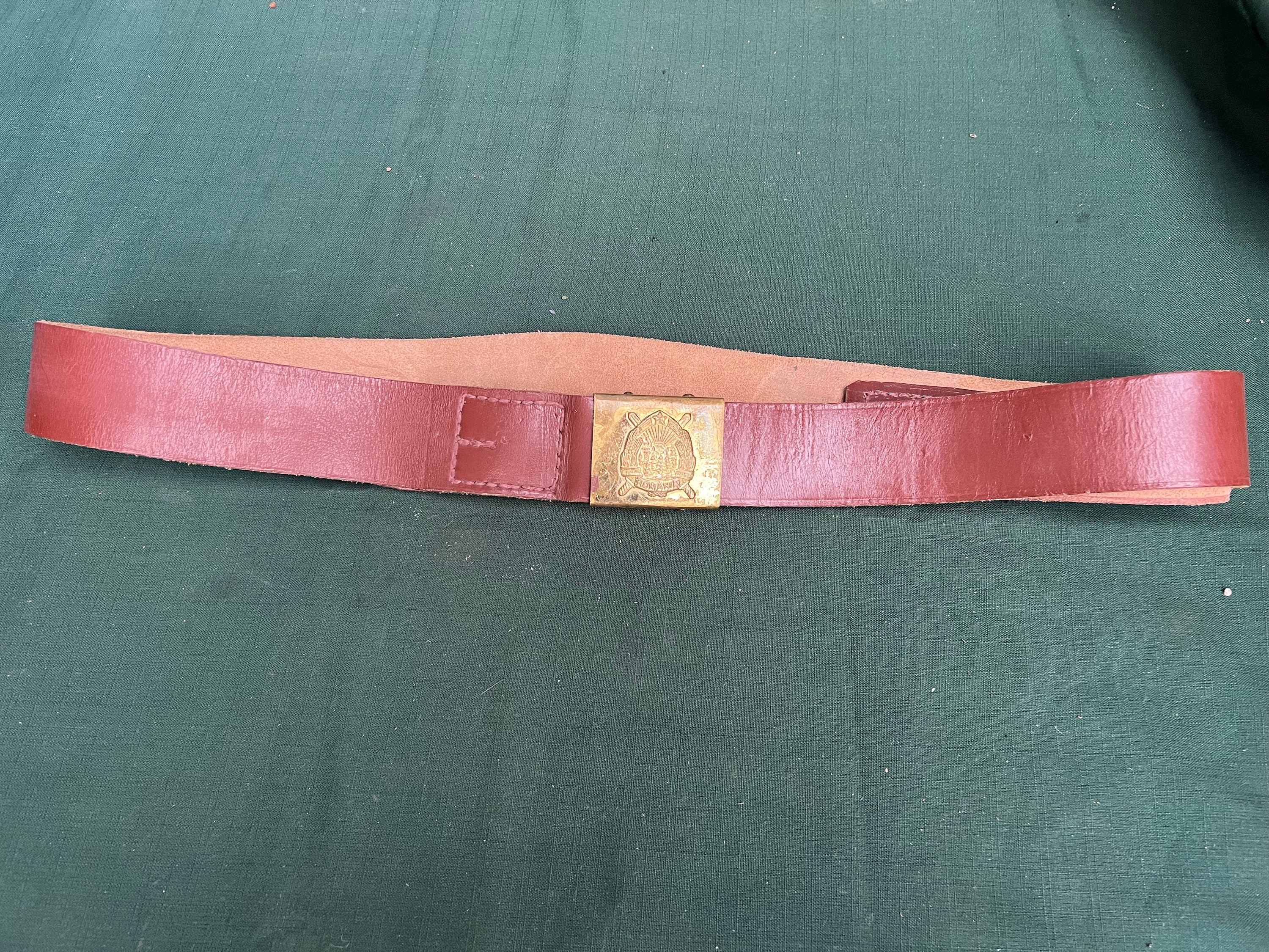 Vintage Military Surplus Romanian Army Leather Belt Size 110 Cm 1977s ...