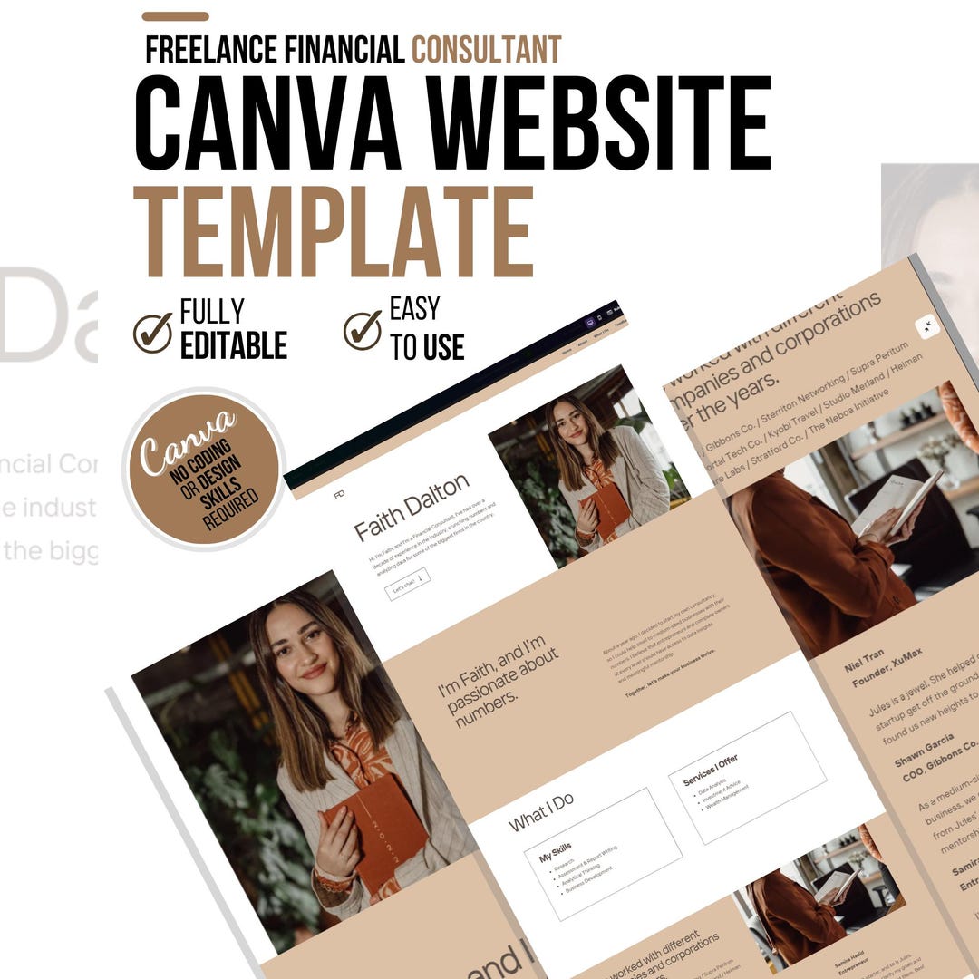 Editable Freelance Website Template for Financial Consultants Modern ...
