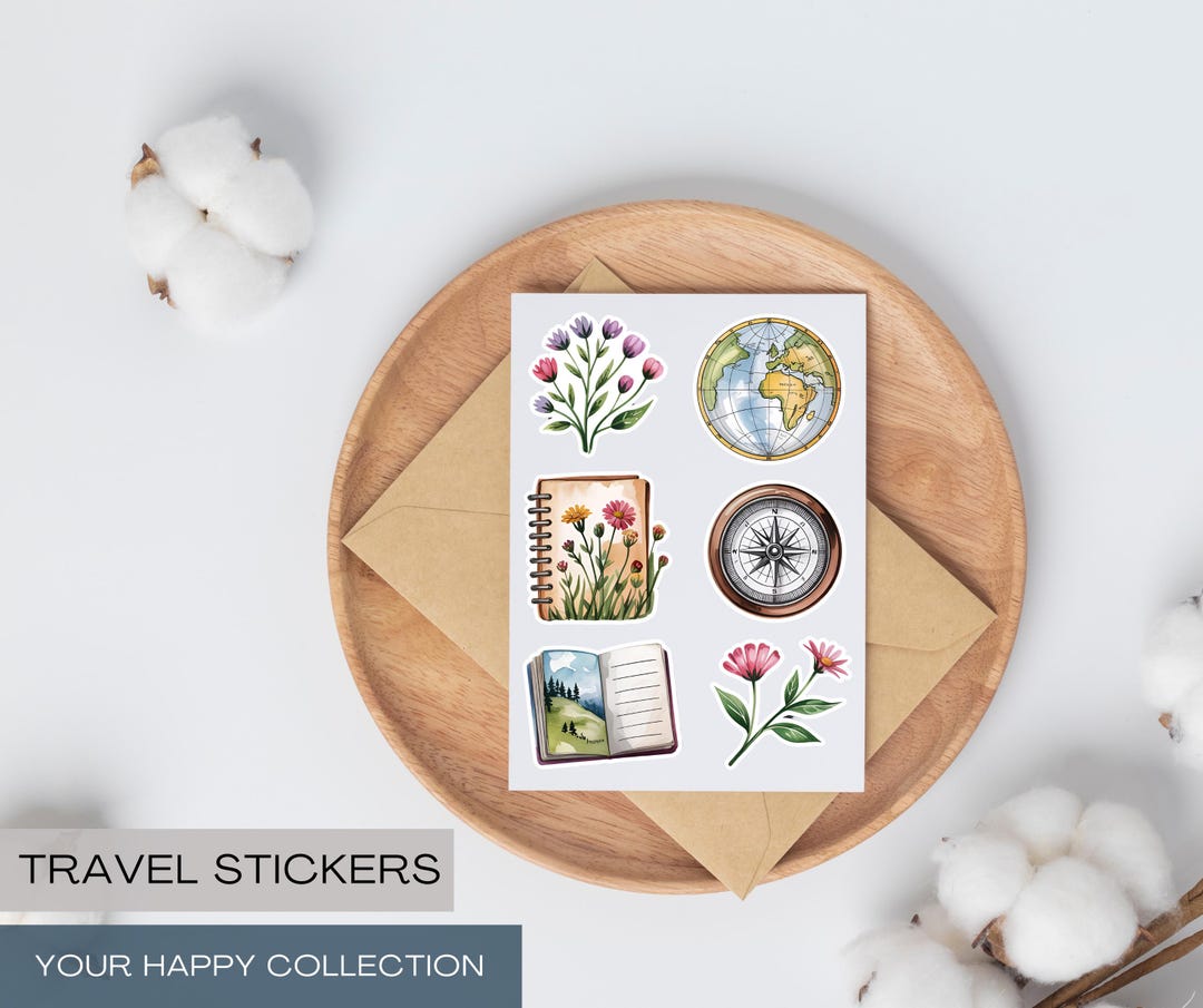 Travel Stickers Set – Watercolor Journal Stickers for Scrapbooking ...